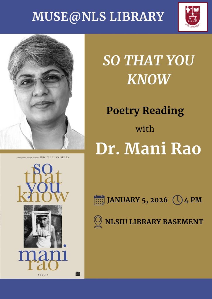 Muse@NLS Library | 'So That You Know' | Poetry Reading With Dr. Mani ...